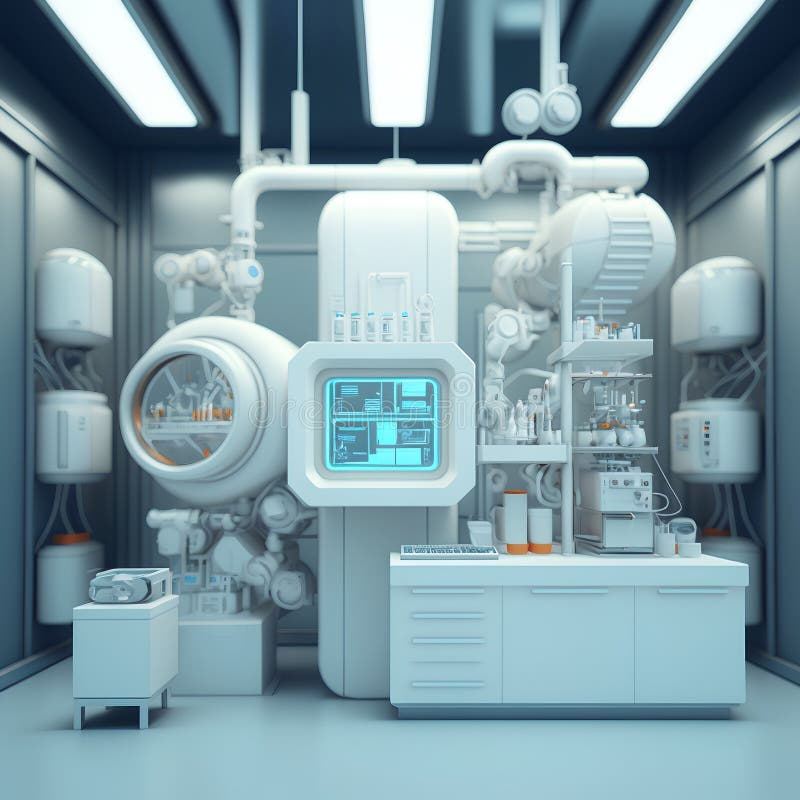 3d Render of Laboratory Equipment in a Modern Interior. 3d Illustration ...