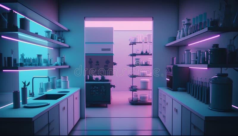 3d Render of Laboratory Interior with Test Tubes and Science Equipment ...