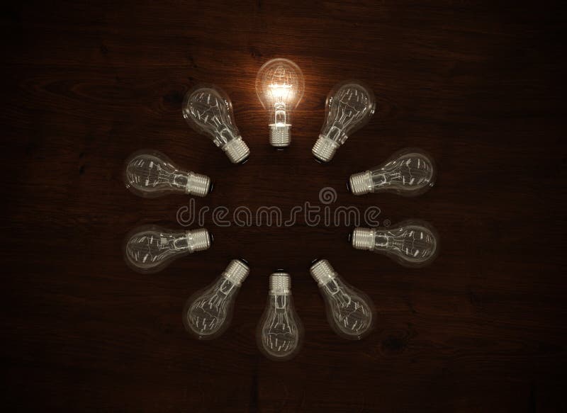 3D Render Lamps of Idea stock photo. Image of background - 213973490