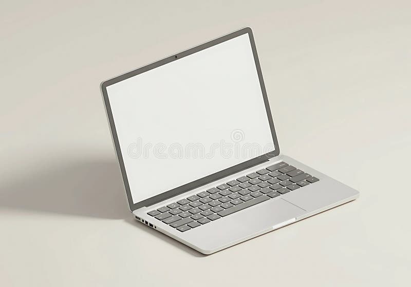 3D Render of a Laptop with Blank Screen Stock Photo - Image of lighting ...