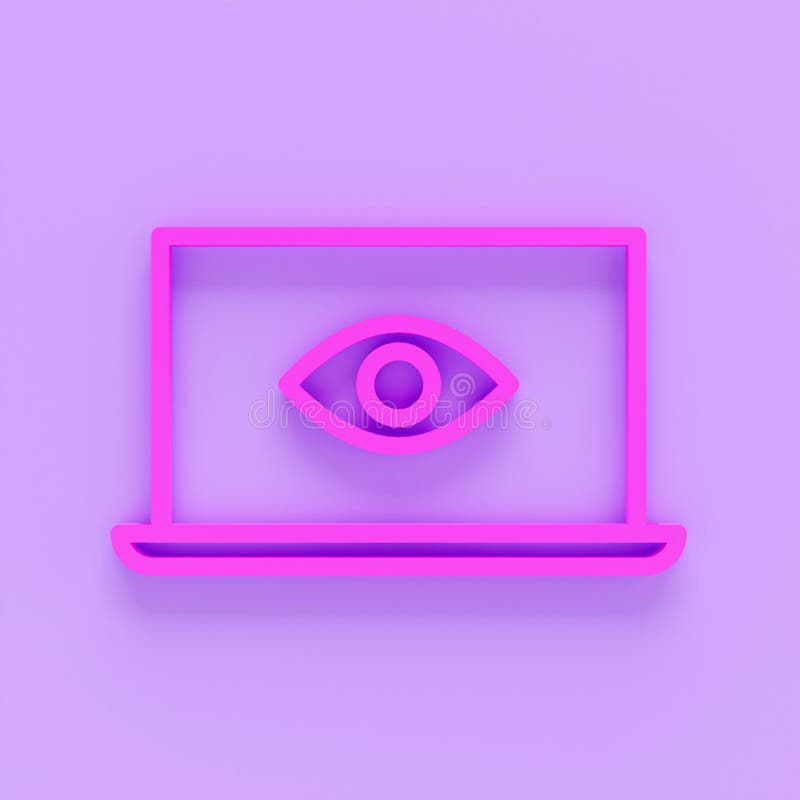 3d Render of Laptop and Eye Icon. Internet Surveillance, Spyware ...