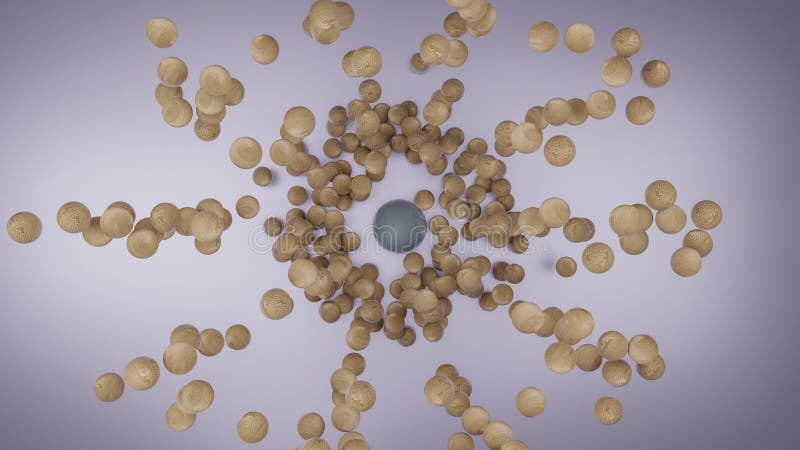 3d Render of a Large Ball Falls Falling on Rows of Wooden Balls and ...
