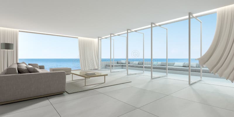 3d Render of Large Windows Panel and Terrace on City Background, Empty ...