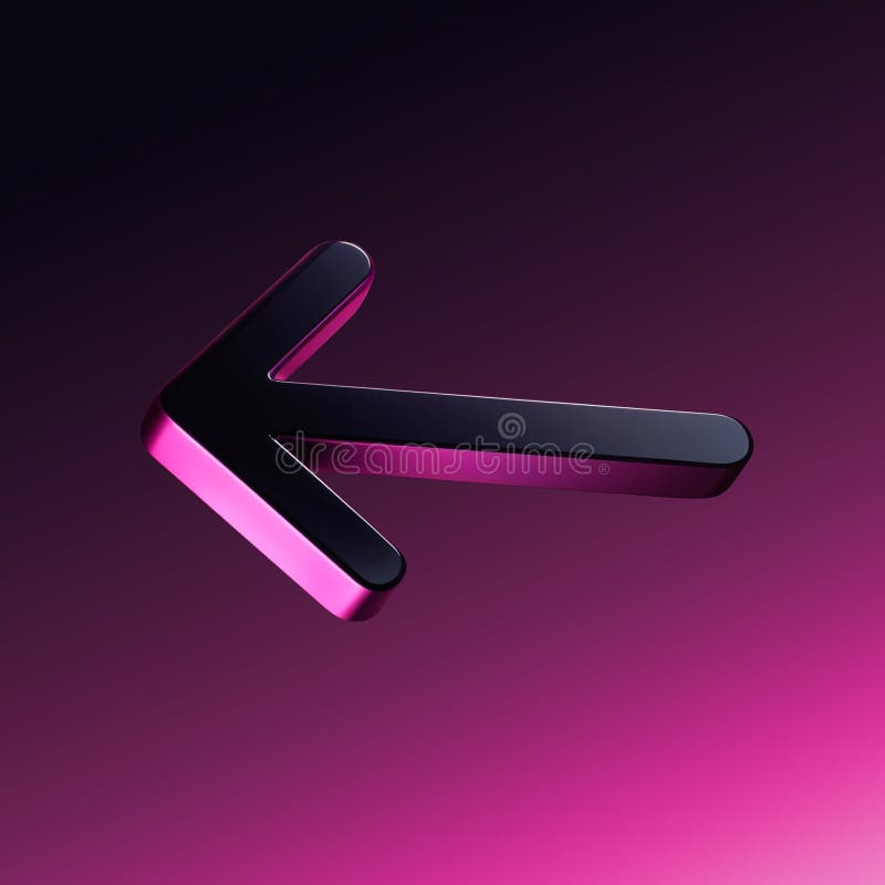 3d Render of Left Arrow Icon Glossy Surface Dark Pink Background Stock ...