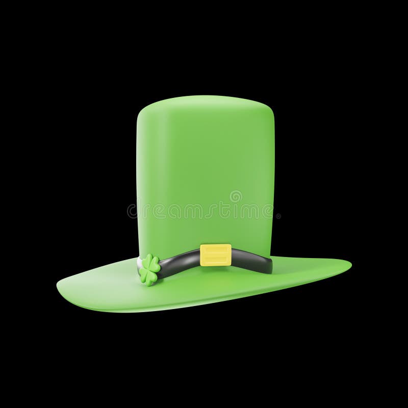 3D Render of Leprechaun Hat Element on Black Stock Illustration ...