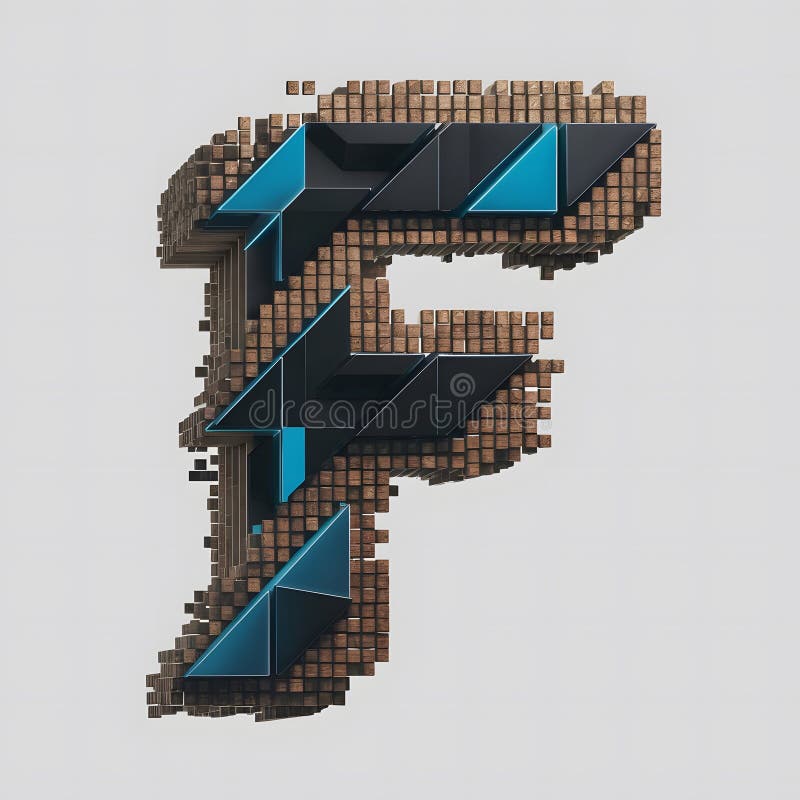 3D Render Letter F with a Pixelated Design Image Generated by Ai Stock ...
