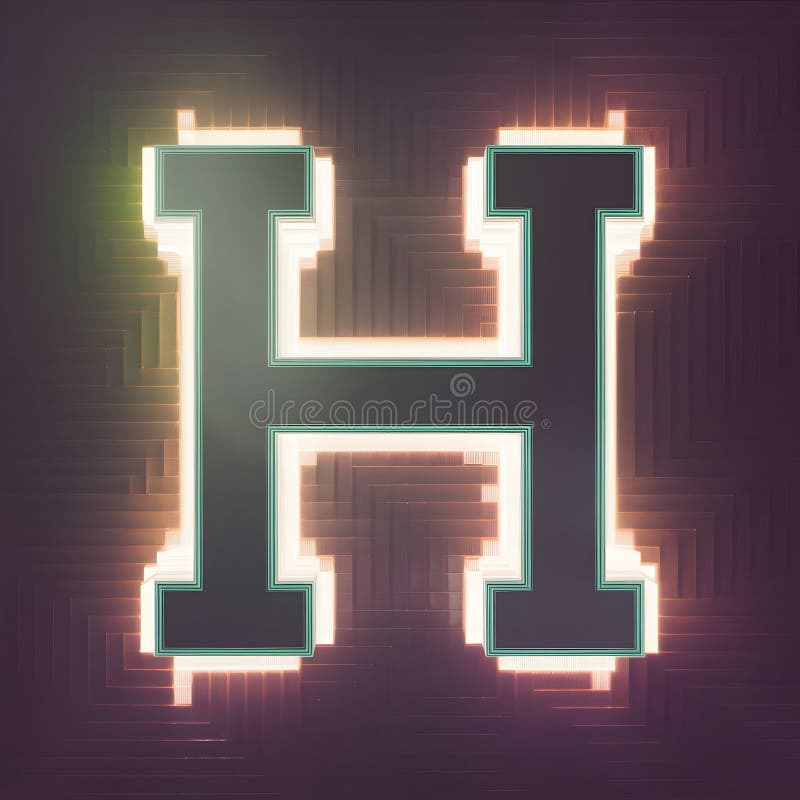 3D Render Letter H with Pixelated Design Image Generated by Ai Stock ...