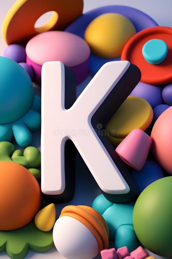 3D Render of Letter K Surrounded by Playful CGI Clay Objects â€“ Soft ...