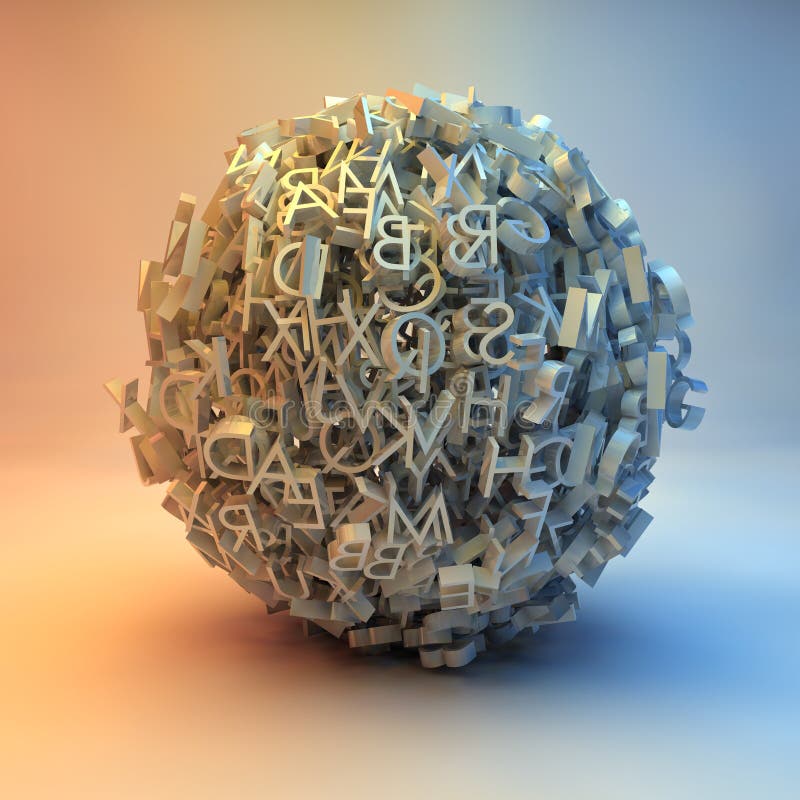 3d Render with Letters Forming a Ball Stock Illustration - Illustration ...