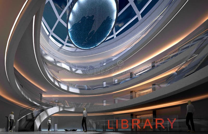 3d Render of Library Building Stock Illustration - Illustration of ...