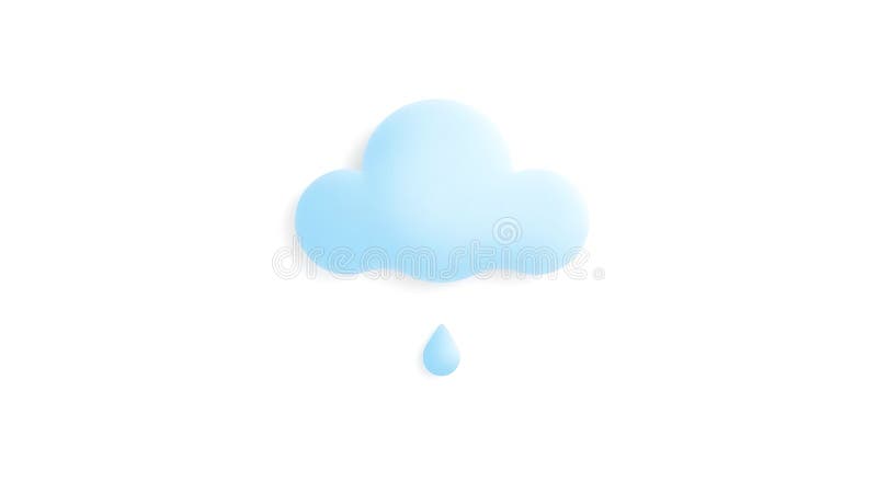3D Render of a Light Blue Cloud with a Single Raindrop Stock ...