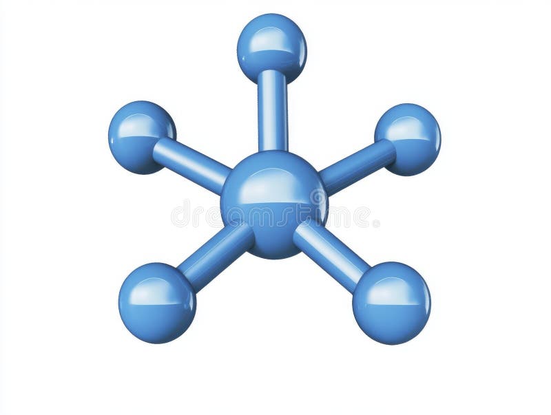 3D Render Light Blue Molecular Structure Star Shape White Background ...