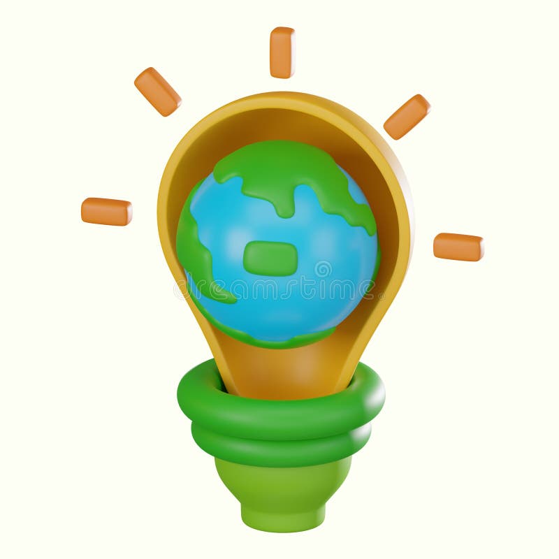 3D Render,Light Bulb Symbolizing Environmental Protection, Icon ...