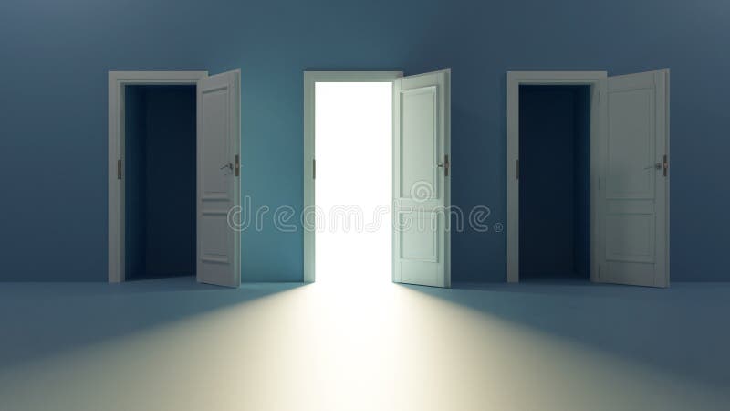 3d Render, Light Going through the Open Door Architectural Design ...