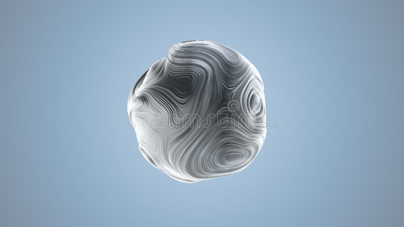 3D Render of Light Silver Sphere with Curly Displacement Surface Stock ...