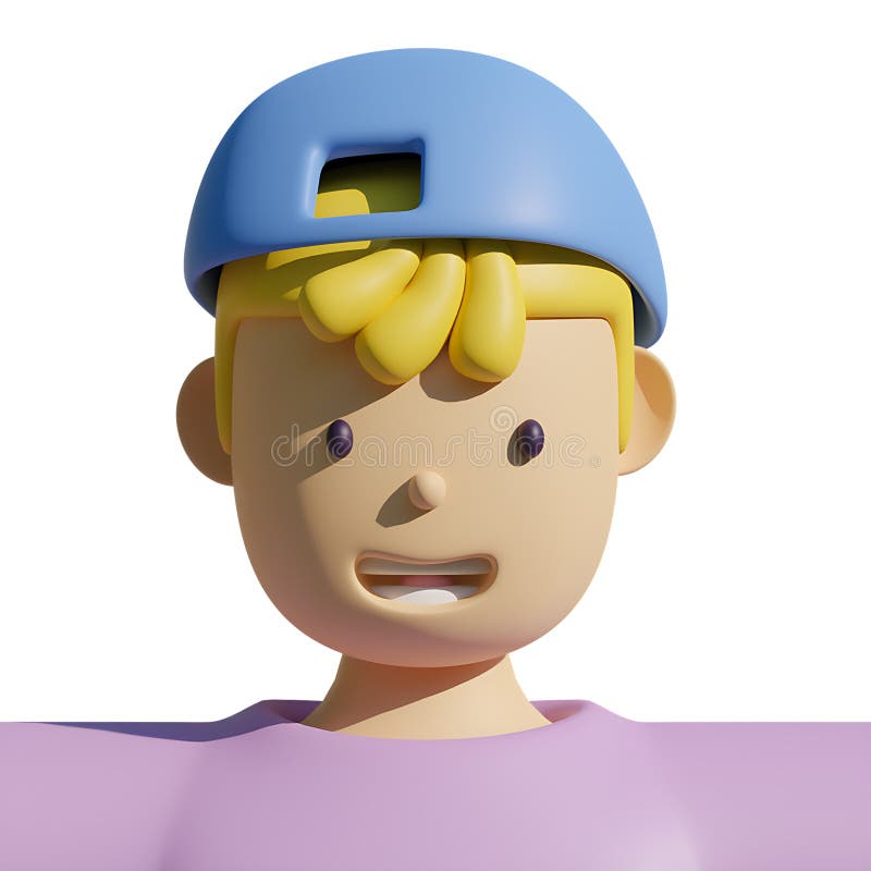 3d Render Little Boy Character with a Smile, Wear Hat Stock ...