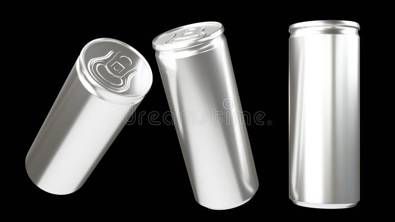 3D Render Long Aluminum Soda Can Mockup with Tilted Views Stock ...