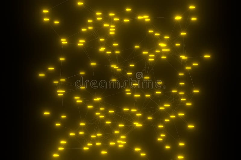 3d Render Loop Abstract Yellow Technology Plexus Connection Dot