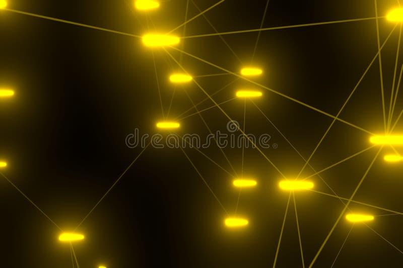 3d Render Loop Abstract Yellow Technology Plexus Connection Dot