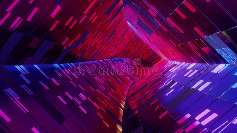 3D Render Loop Animation of Tunnel with Glowing Neon Pattern Stock ...
