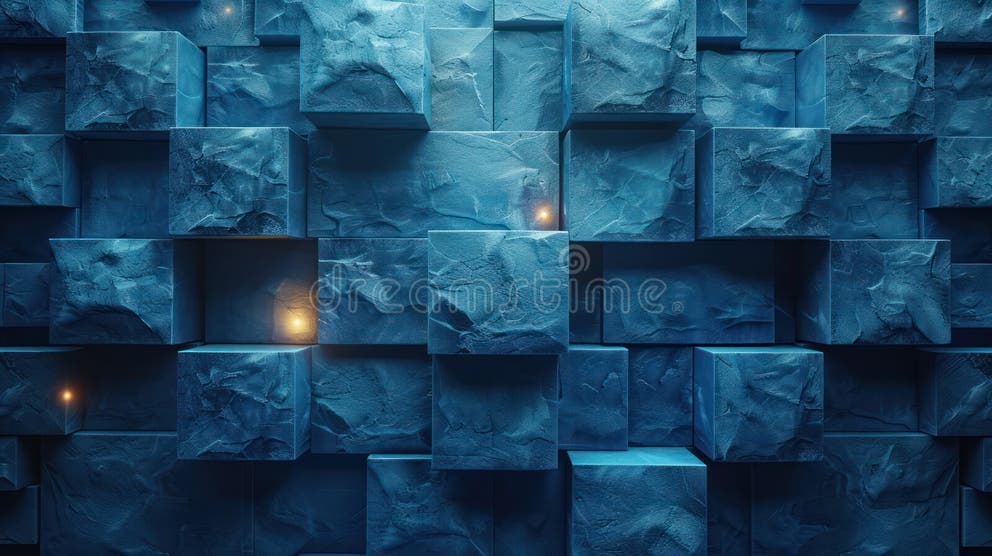 Blue Geometric Block Animation Background - 3D Render Looping Stock ...
