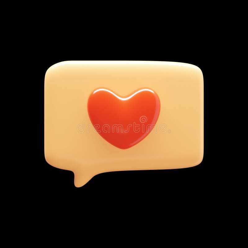 3D Render of Love Message or Chat Box Element on Black Stock ...