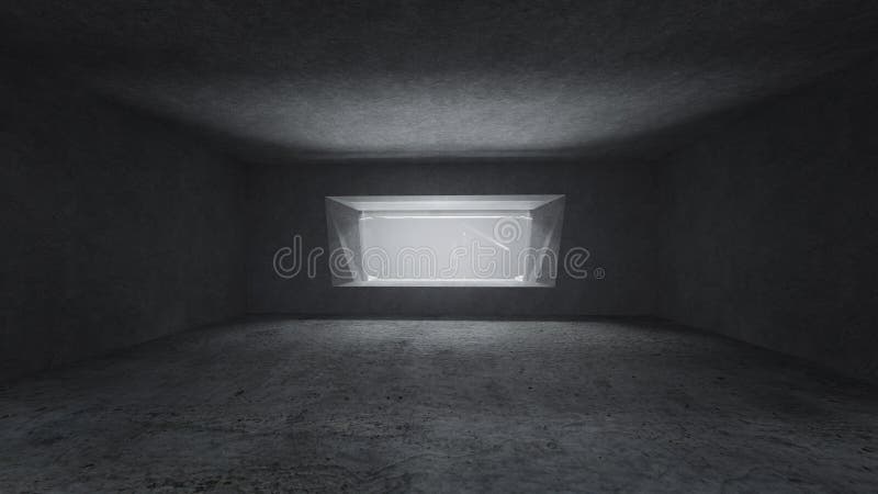 3d Render Low Key Empty Space Concrete Room Stock Illustration ...