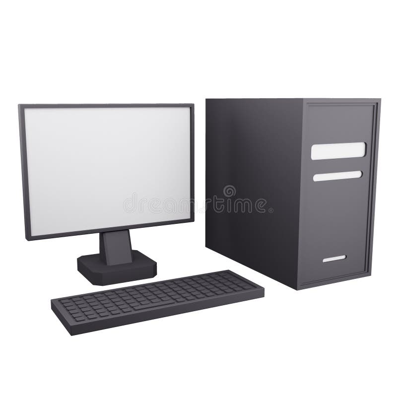 3D Render Low Polygon Computer Desktop Icon Isolated on White ...