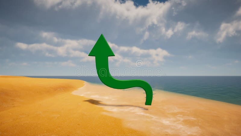 3D Render Low Polygon a Green Arrow for Showing a Direction with ...