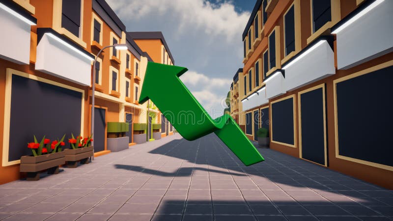 3D Render Low Polygon a Green Arrow for Showing a Direction with ...