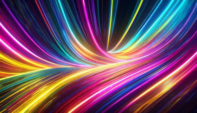 3D Render with Luminous Lines, Neon Rays, and an Abstract, Colorful ...