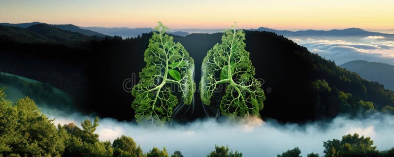 3d Render of Lungs in Nature Stock Illustration - Illustration of ...