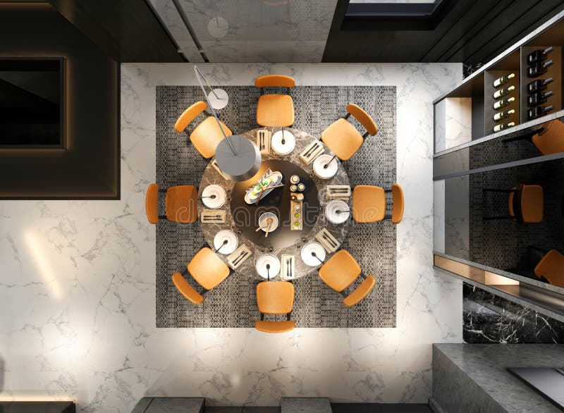 3d render of dining room stock illustration. Illustration of home ...