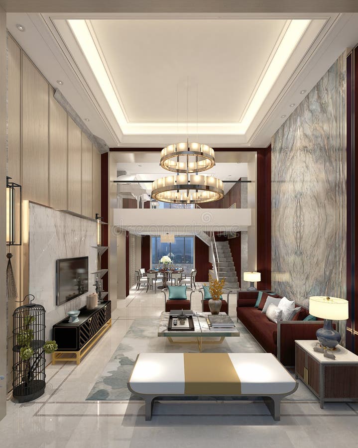 3d Render of Luxury Home Interior Stock Illustration - Illustration of ...