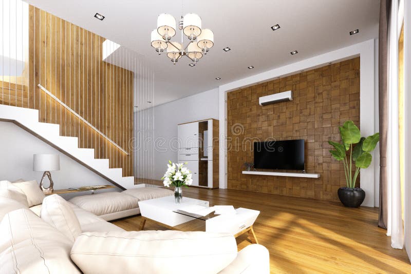 3d Render of Luxury Home Interior, Villa House Stock Illustration ...