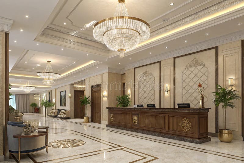 3d Render Luxury Hotel Lobby Reception-generated by Ai Stock ...