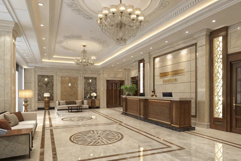 3d Render Luxury Hotel Lobby Reception-generated by Ai Stock ...