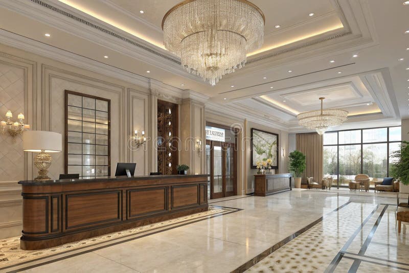 3d Render Luxury Hotel Lobby Reception-generated by Ai Stock ...