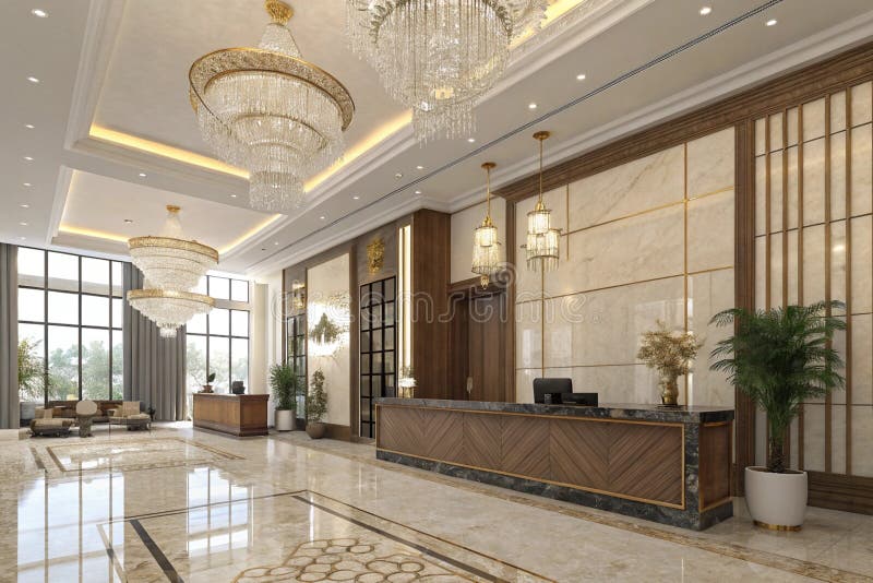 3d Render Luxury Hotel Lobby Reception-generated by Ai Stock ...