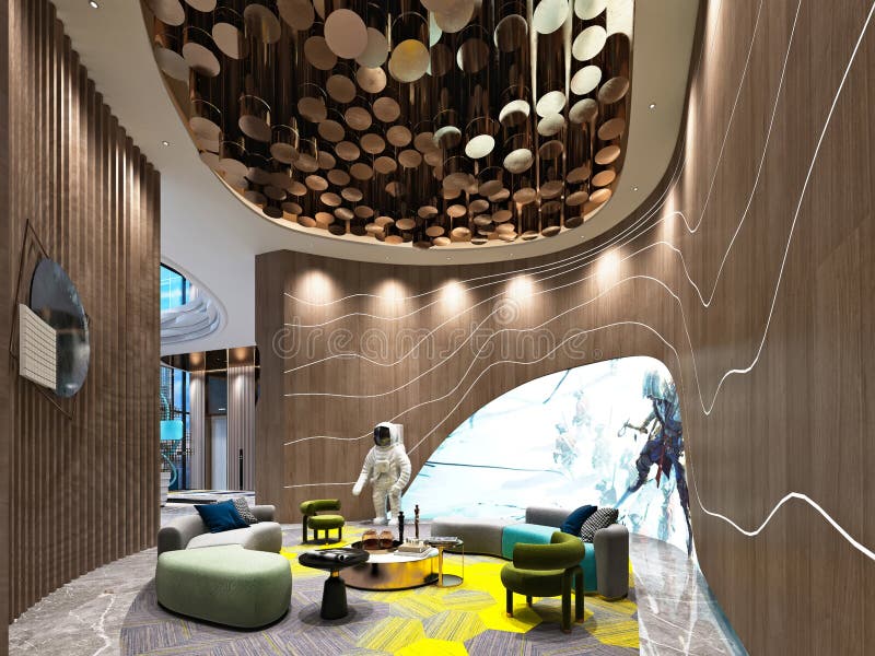 3d Render of Luxury Hotel Lobby Stock Illustration - Illustration of ...