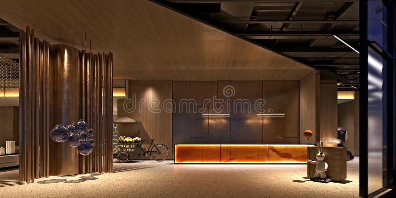 3d Render of Luxury Hotel Reception Stock Illustration - Illustration ...