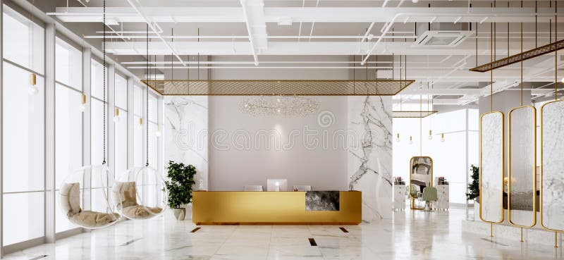 3d Render of Luxury Hotel Reception Stock Illustration - Illustration ...