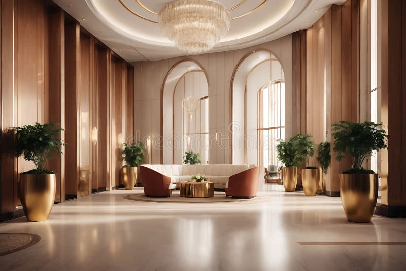 3d Render of Luxury Hotel Reception Stock Illustration - Illustration ...