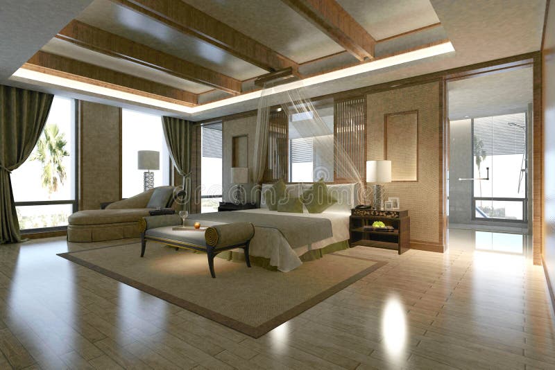 3d Render of Luxury Hotel Room Stock Illustration - Illustration of ...