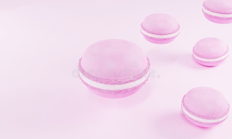3d Render. Macarons on a Pink Background Stock Illustration ...
