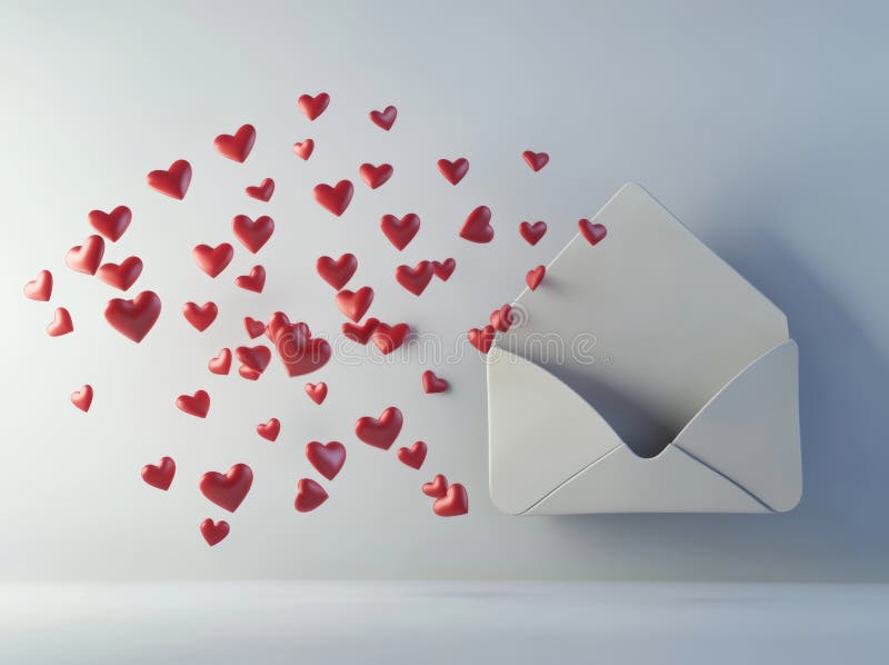 A 3D Render of a Mail Folder Shaped Like a Heart, Decorated with ...