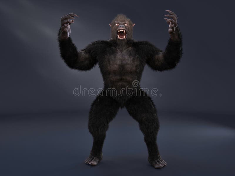 3D Render : Male Werewolf Character is Howling, Horror Creature ...