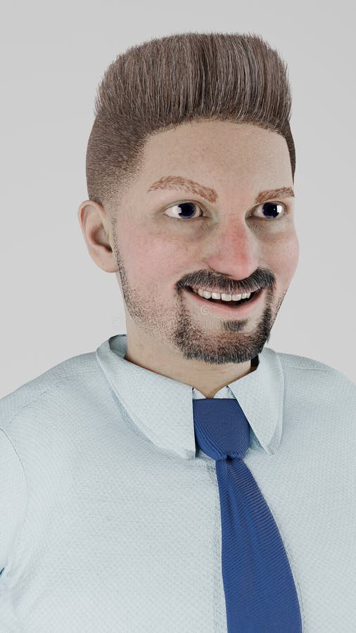 3d Render Man in Business Outfit Standing Pose at Studio Lighting Set ...