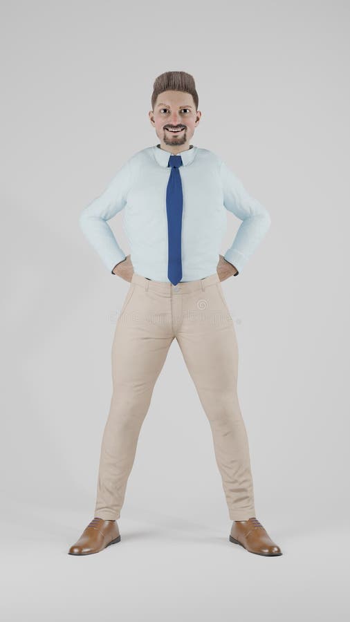3d Render Man in Business Outfit Standing Pose at Studio Lighting Set ...
