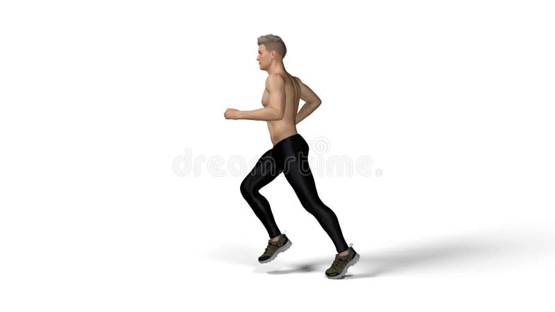 3D Render : a Man is Running with the White Background Stock Footage ...